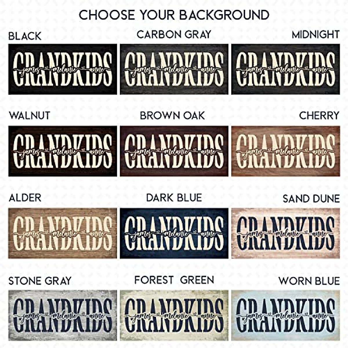 GRANDKIDS - Gifts for Grandma, Personalized Grandkids Sign with Names, 12 Colors - 2 Sizes, Customized Grandma Gifts - Papa, Nana Gifts from Grandkids