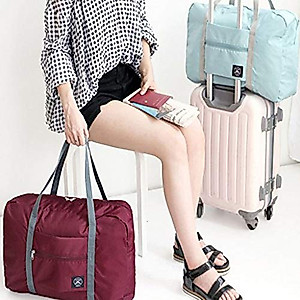 ROTORS Foldable Travel Bag Luggage Storage for Sports Gym Water Resistant Duffel for Men, Women 32 Liter Personal Item Bag 18x14x8 Travel Duffel Bag Underseat (Style-2)