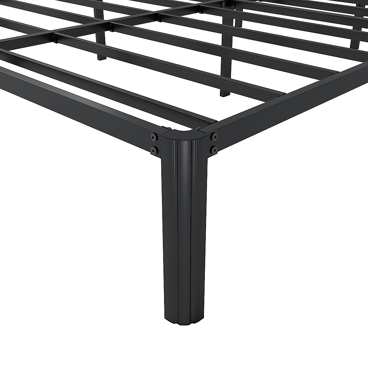 Riwanca 14 Inch Full Size Bed Frame No Box Spring Needed, Heavy Duty Black Metal Platform Mattress Foundation with Rounded Corners, Non-Slip Noise Free Easy Assembly