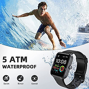 RIVERSONG Smart Watch, Smart Watches Compatible with iPhone Android for Men Women, 5ATM Waterproof Smartwatch Fitness Tracker with Heart Rate Blood Oxygen Sleep Monitor, Motive 3S