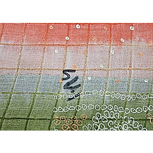 Peegli Vintage Orange Saree Bandhani Style Textile 100% Pure Silk Sari Recycled Fabric