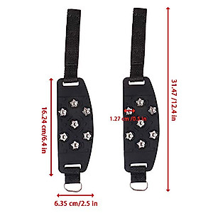 1Pair Crampons Ice Cleats Traction Anti-Slip Shoes Grips Shoes Ice Spikes Hiking Boots Crampons with 7 Teeth Straps Black.