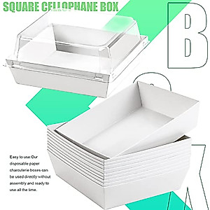 Cmkura 50 Pack 5" White Square Disposable Paper Charcuterie Boxes Food Containers Bakery Boxes for Cake, Cookies, Sandwich