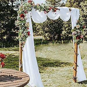 PARTISKY Wedding Arch Draping Fabric,2 Panel 28" x 19Ft White Wedding Arch Drapes Sheer Backdrop Curtain for Wedding Ceremony Party Ceiling Decor