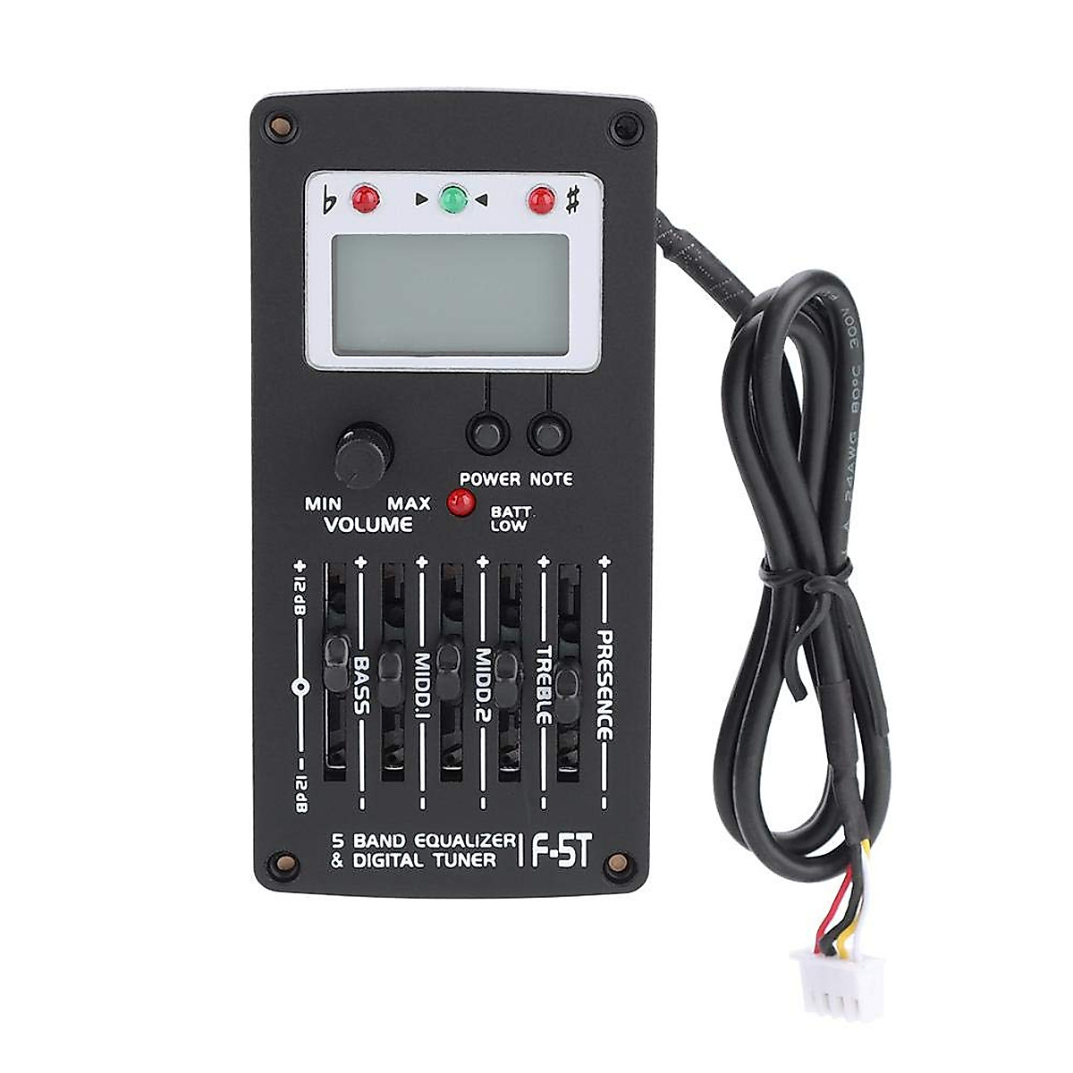 5 Band Guitar Equalizer, F-5T EQ Equalizer Pickup Tuner for Acoustic Guitar Musical Instrument