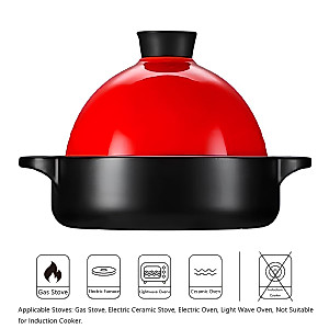 Xgxoz Traditional Ceramic Cooking Tagine, Ceramic Tagine Cookware Tagine Cooking Pot Tajine with Ceramic Closed Lid