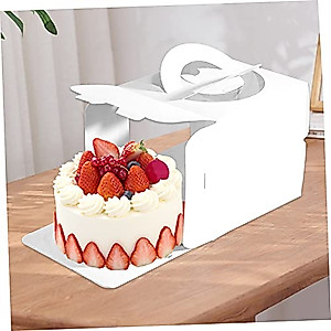 NOLITOY 20 Pcs Portable Cake Box Cake Case Wedding Cake Stand Cupcake Containers Cupcake Holder Cake Carrier with Lid and Handle Single Cupcake Cardboard White Open The Window Packing Box