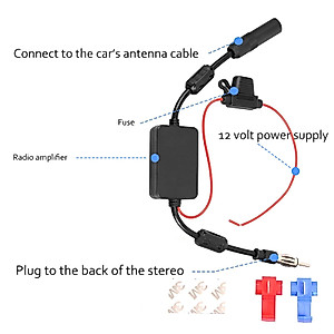 KSaAuto 12V Car Antenna Booster Stereo FM AM Radio Signal Amplifier Amp for Car Vehicle Truck SUV Boat Marine UTV RV Accessories FM Amplifier Audio Radio Stereo Media Head Unit Receiver
