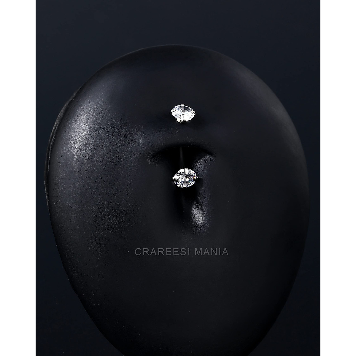 CM Crareesi Mania Belly Button Ring Surgical Steel Small Belly Button Rings Double Clear CZ Internal Thread Belly Piercing Jewelry 14G Belly Rings