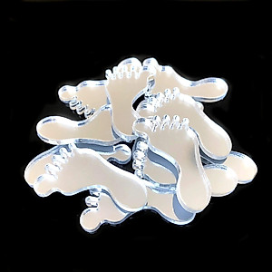 Super Cool Creations Feet Shaped Crafting Mirrors, Set of 10, Many Colours, Shatterproof Acrylic, Light Grey, Pack of 10 x 7cm