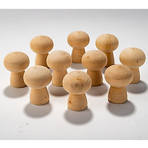 20pcs Wooden Peg Doll Unfinished Mushroom Head Shape Doll Wooden Mushroom Figures People Wooden Figures for Kids Art and Craft