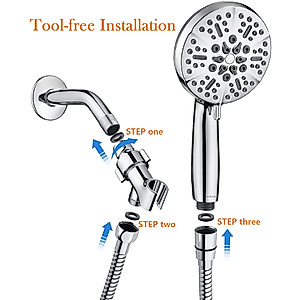 Shower Head with Handheld High Pressure-Full Body Coverage Powerful Rain Showerhead with Extra 60" Long Hose and Adjustable Brass Joint Holder- The Perfect Detachable Shower Heads for Bathroom Upgrade