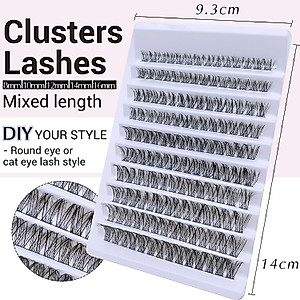 DIY Lash Clusters 140 PCS D Curl Individual Lash Extension Wisps Mixed Length 8-16mm Mink Lashes Volume Natural Look Eyelashes Cluster(D004))
