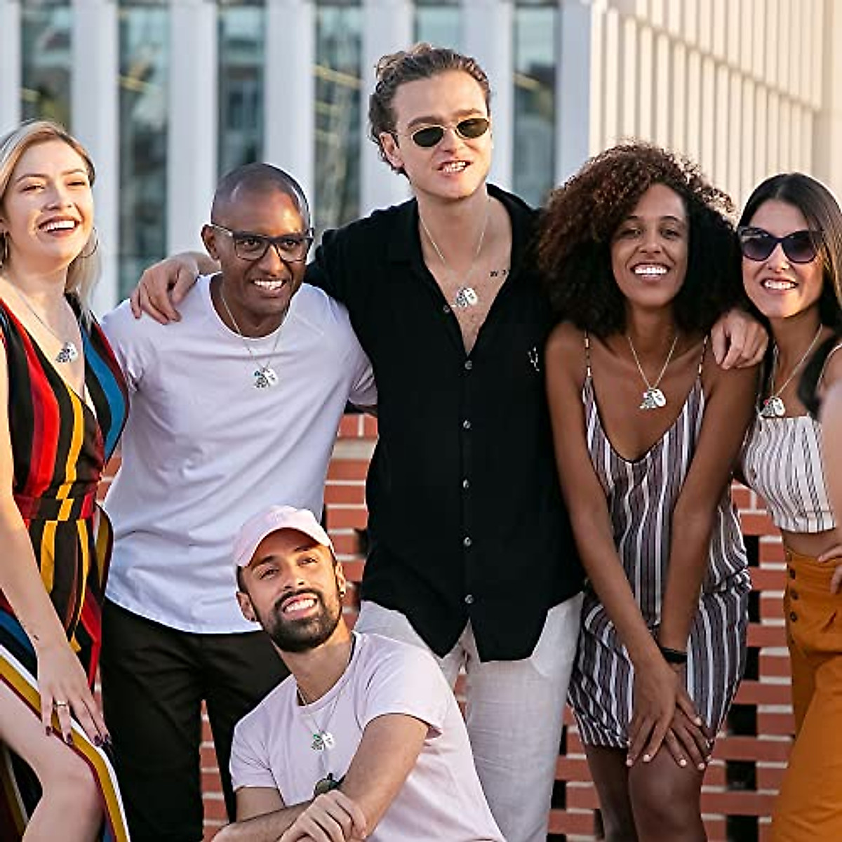 Top Plaza Womens Silver Tone Rhinestone Best Friends Forever BFF Necklace Engraved Pizza Pendant Necklaces 21 Inches - Set of 6