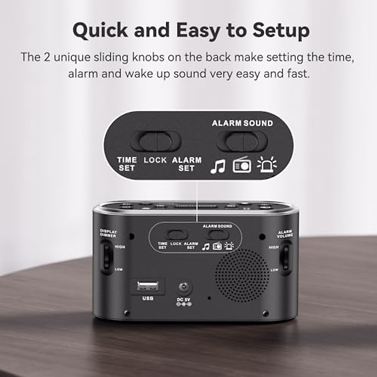Odokee Loud Alarm Clock Radio for Heavy Sleepers, 7 Color Night Light, Easy to Set, 0-100% Dimmer, 3 Sound Adjustable Volume, FM Radio w/Sleep Timer, USB Charger, Digital Alarm Clock Radio for Bedroom