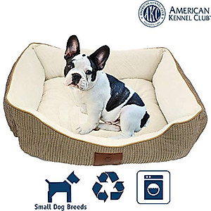 American Kennel Club Small Tan Dog Bed, Solid Weave Cuddler, AKC Pet Cuddler, 26"