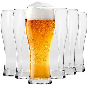 Krosno Tall Beer Pint Glasses | Set of 6 | 16.9 oz | Chill Collection | Perfect for Home, Restaurants and Parties | Dishwasher Safe