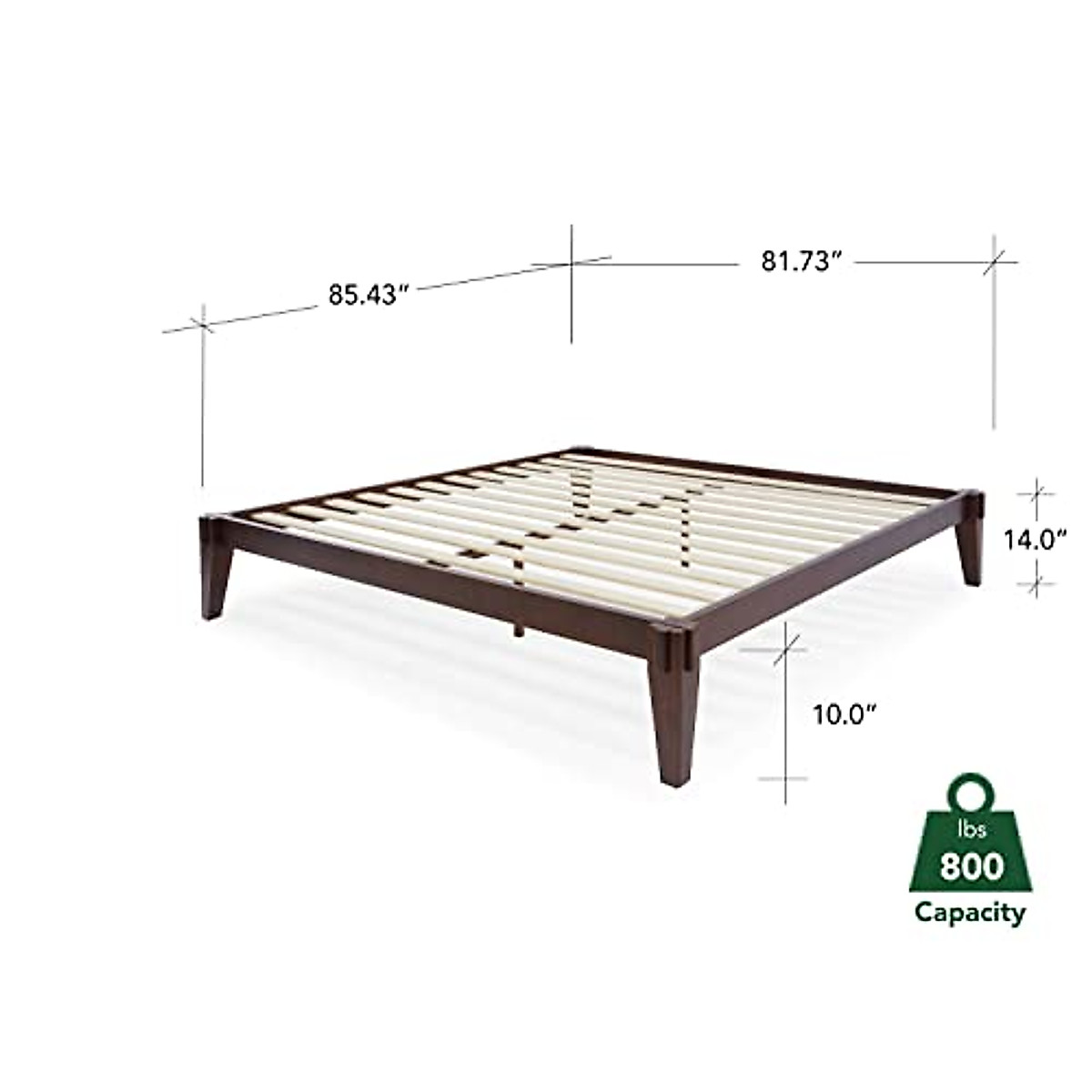 Bme Chalipa 14” King Bed Frame - Wood Platform Bed - Wood Slat Support - No Box Spring Needed - Easy Assembly - Minimalist & Modern Style, Walnut