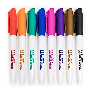 WallDeca Wet Erase Markers Fine Point, Assorted Colors, 8-Count, Multipurpose Markers Ultra Fine Point - Work for Laminated Calendars, Durable & Fine Tip with Bold Vivid Colors