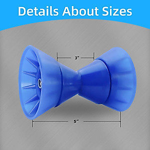 JFATXTT 3" Boat Trailer Roller Bow Stop with 1/2" Shaft Bow Stop for Boat Trailers Blue Bow Roller.