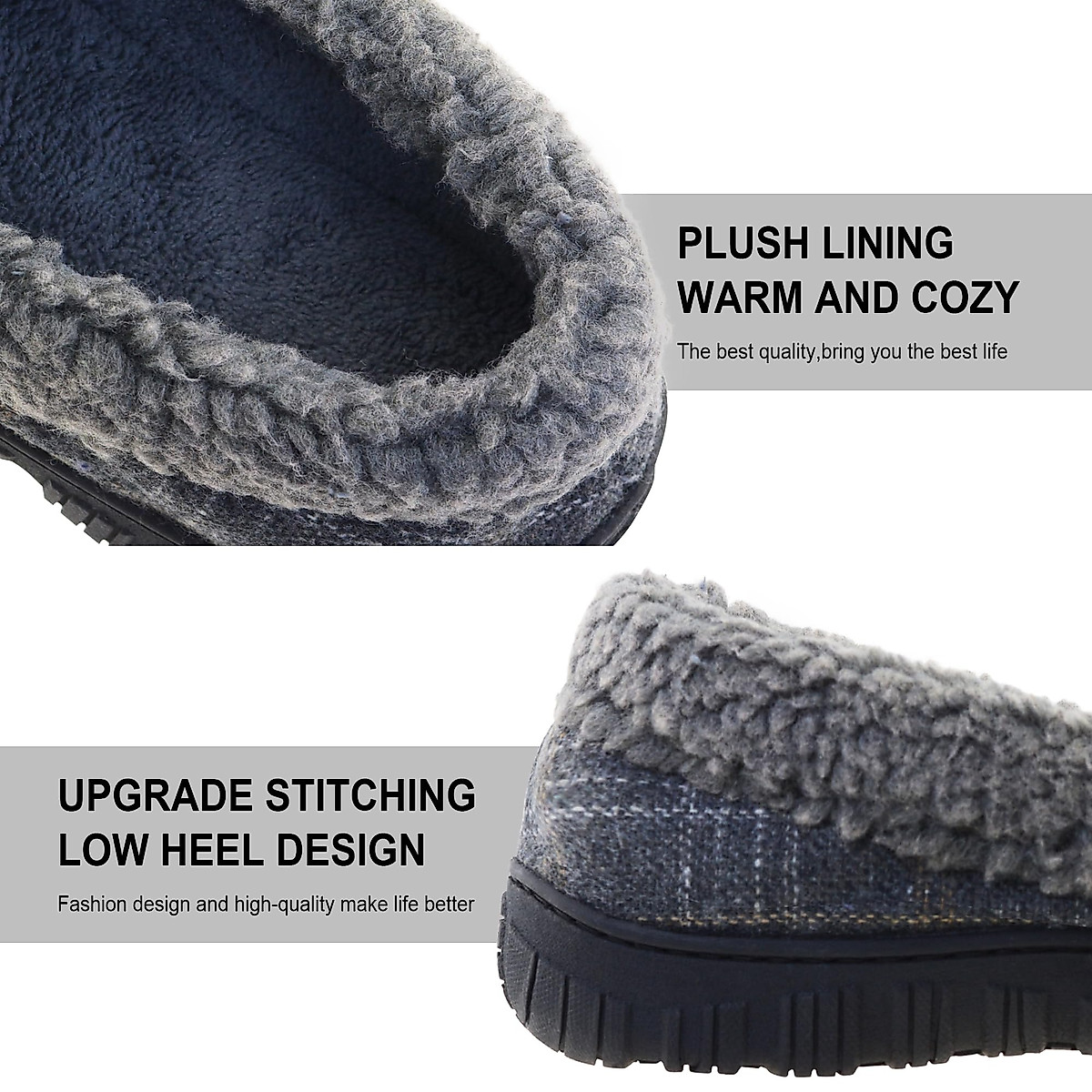 SKABIU Mens Moccasin Slippers House Shoes for Men Memory Foam Bedroom Slippers Grey 11