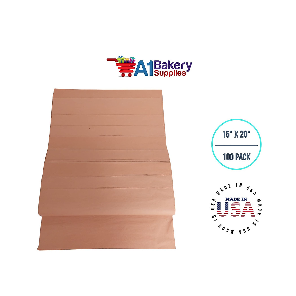 A1 Bakery Supplies Terra Cotta Gift Wrap Tissue Paper 15 Inch X 20 Inch - 100 Sheets Premium Quality Gift Wrap Paper Made in USA