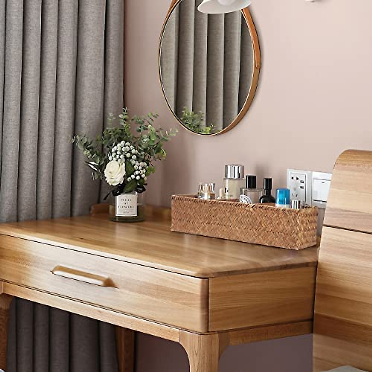 Seagrass Tank Basket for Toilet Paper 3 Sections Woven Storage Basket with Large Compartment Natural (16.5inch x 5.5inch x 3.5inch)