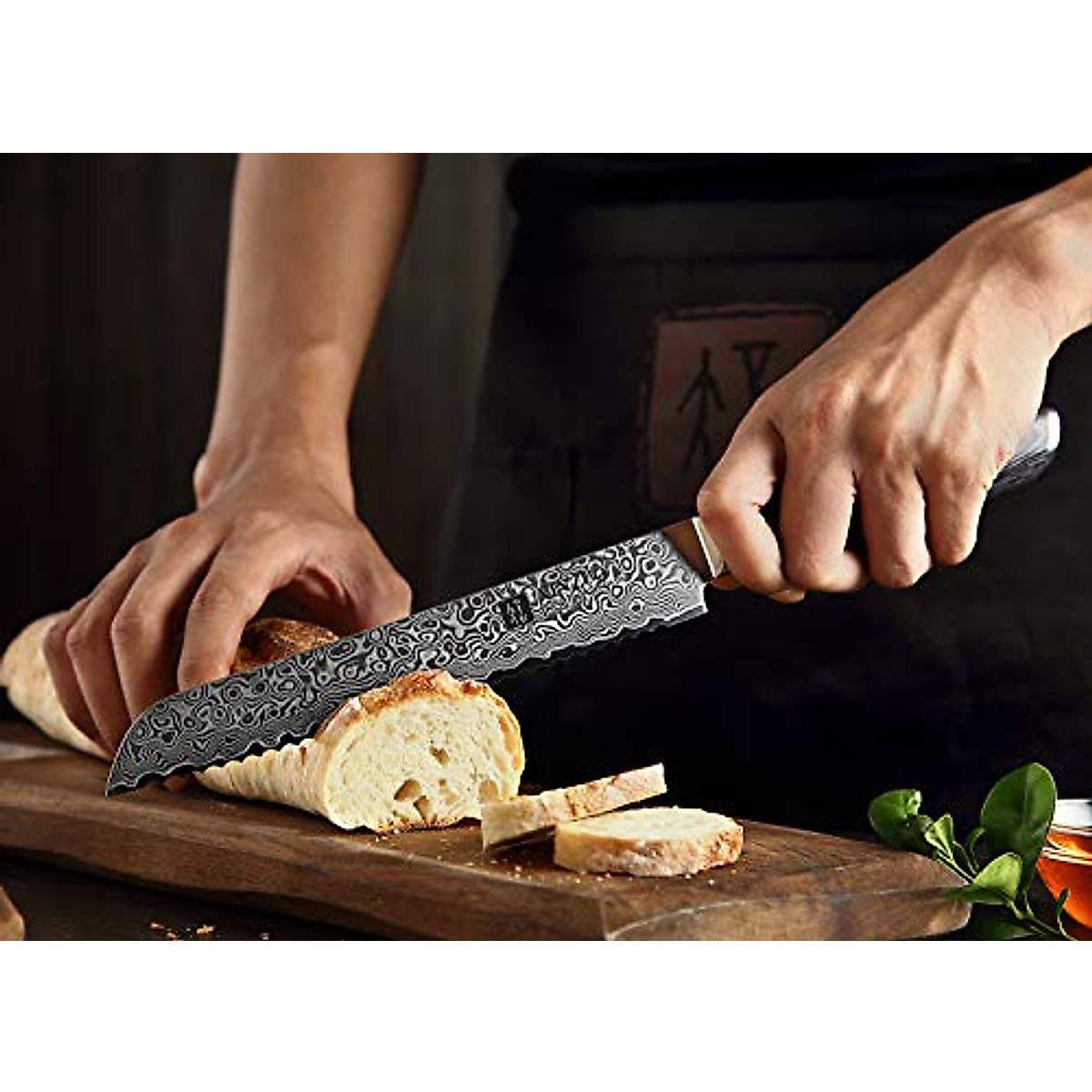 XINZUO 8 Inch Bread Knife High Carbon 67 Layer Japanese VG10 Damascus Super Steel Kitchen Knife Professional Chef's Knife with Pakkawood Handle - Ya Series