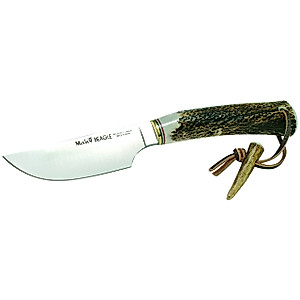 MUELA BEAGLE-11A Genuine Red Stag Antler Hunting Knife with Leather Sheath