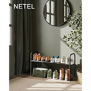 NETEL Under Sink Organizers and Storage, 2 Tier Expandable Under Cabinet Organizer Shelf with 8 Removable Panels,Expandable Shelf for Cupboard,Kitchen,Bathroom,Shoe Storage Rack