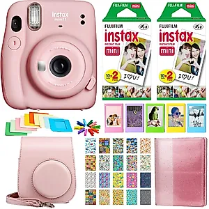 Fujifilm Instax Mini 11 Instant Camera - Sky Blue (16654762) 2X Fujifilm Instax Mini Twin Pack Instant Film (40 Sheets) + Protective Case + Photo Album - Instax Mini 11 Accessory Gift Bundle