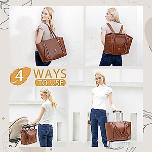 miss fong Diaper Bag Tote Baby Diaper Bag, Leather Diaper Bag Backpack Diaper Tote Bag Backpack with Pacifier Holder Case Bundle