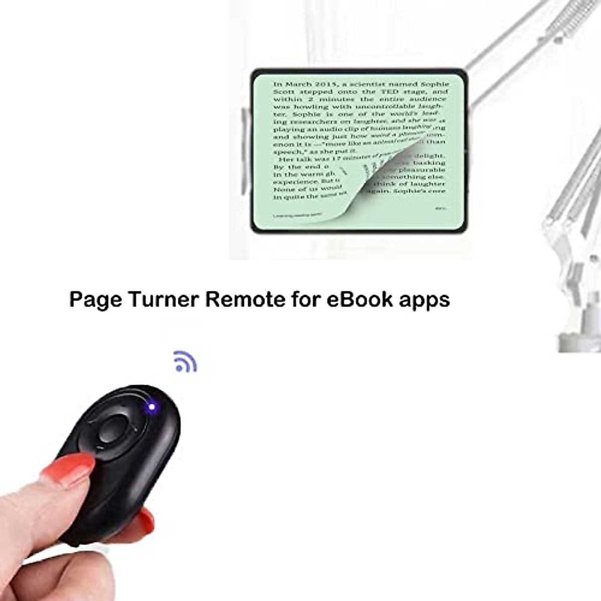 Bluetooth Kindle Page Turner Remote for iPhone - Bluetooth Camera Remote,Tiktok Remote and Powerpoint Remote Clicker for iPad (White)