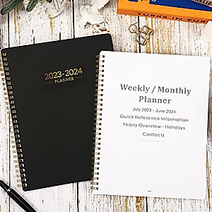 Planner 2023-2024 - Academic Planner 2023-2024 from Jul.2023 - Jun.2024, 2023-2024 Planner Weekly & Monthly with Tabs, 8" x 10", Flexible Cover, Thick Paper, Twin-Wire Binding, Perfect Daily Organizer - Black