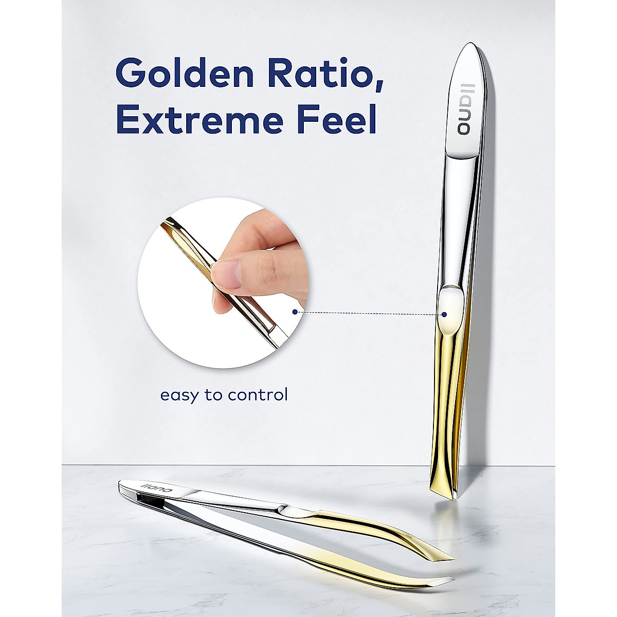 llano Tweezers, Professional Precision Eyebrow Tweezers for Women and Men, Stainless Steel Slanted Hair Removal Tweezers Plucker Makeup Tool for Brow, Facial Hair, Blackhead and Splinter