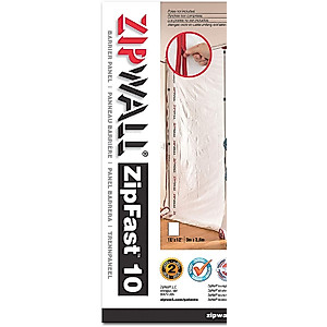 ZipWall ZF10 ZipFast Reusable Barrier Panel for Dust Barriers, 10-Feet , White