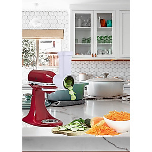 Food Slicer/Shredder Attachment for KitchenAid Stand Mixers - Quick Slice Vegetables/Cheese - 3 Stainless Steel Blades - Dishwasher Safe - Easy Chopping/Shredding