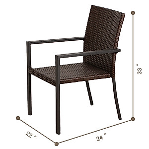 BALI OUTDOORS Patio Wicker Chairs, Outdoor Chairs for Firepit Area Stackable Patio Dining Chairs Set of 2, Multibrown All Weather Resistant Chair Set for Patio, Garden, Lawn, Backyard and Porch