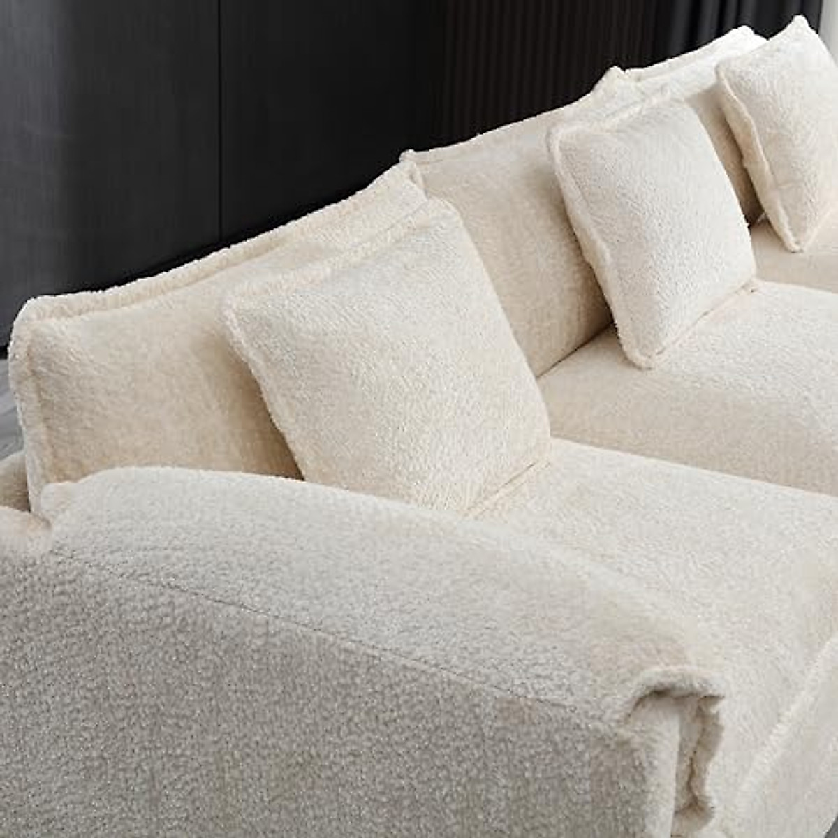 Eafurn L Shaped Convertible Modular Sectional Sofa with Reversible Chaise, 4 Seater Chenille Upholstered Comfy Corner Sofa&Couches with Solid Wood Legs for Living Room Furniture Sets