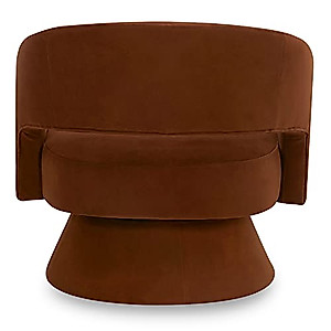 CHITA Swivel Accent Chair Armchair, Velvet Barrel Chair for Living Room Bedroom, Burnt Orange