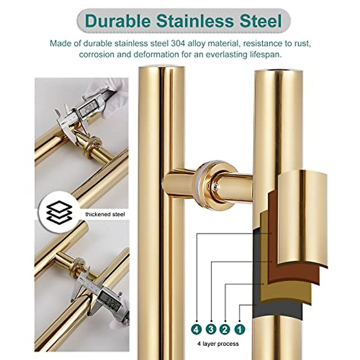 Sliding Barn Door Handles Push Pull Modern Interior/Exterior Door Handles,Double Sided Glass Doors Wooden Door Commercial Gates Handle H Shape,Easy to Install