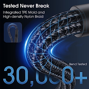 CASEKOO 2023 Upgrade [Fastest and Safest Charging] [Never Break] Apple MFi Certified iPhone Charger Cord 6 FT, Nylon Braid USB C Cable Lightning Cable for iPhone 14/13/12 Pro Max