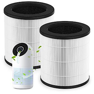 M02 Replacement Filter Compatible with MOOKA M02 Air Purifier, H13 True HEPA Filter and High-Efficiency Activated Carbon, 360° 3-Stage Filtration, 2 Pack