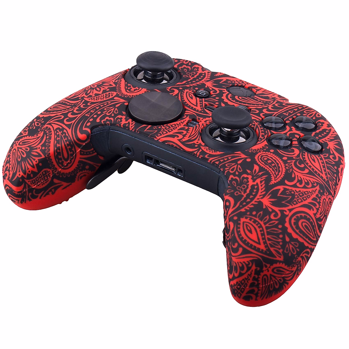 9CDeer 1 x Protective Customize Transfer Print Silicone Cover Skin Plants Red + 6 Thumb Grips Analog Caps for Xbox Elite Series 2 Controller