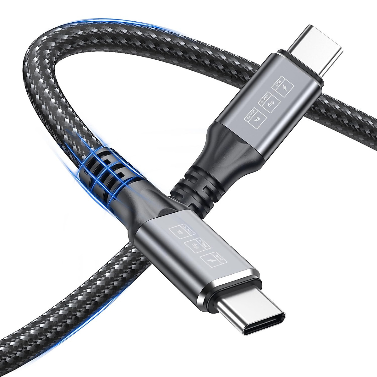 ZDD Thunderbolt 4 Cable 6FT, 240W Charging USB C to USB C Cable, Thunderbolt Certified Compatible with Type-C Power Charging MacBooks, iPad Pro, Hub, Docking, and More, Black