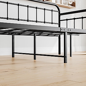 Crocofair Metal Daybed Frame Heavy Duty Slats Sofa Bed Platform Mattress Foundation Twin Daybed No Box Spring Needed(Black Twin)