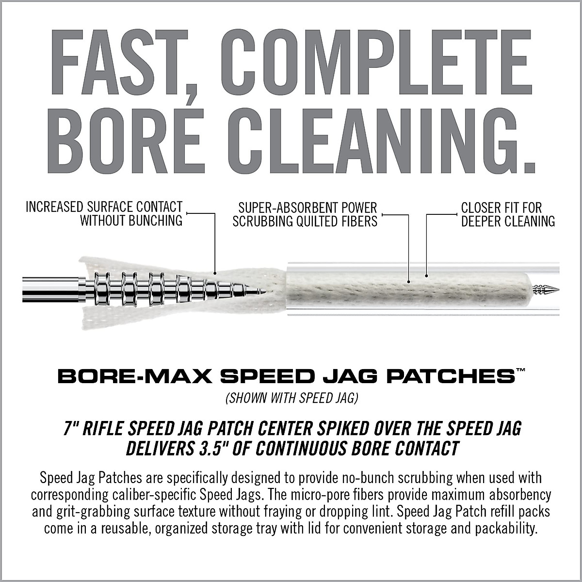 Real Avid Bore-Max Speed Patches Refill Pack, Gun Cleaning Supplies, Pistol/Rifle Cleaning Patches, 250-Count (Rifle .22cal - .30cal (8")),white