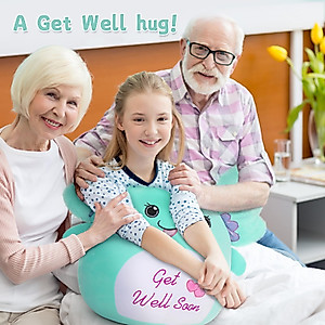 MaoGoLan Get Well Soon Axolotl Stuffed Animal Throw Pillow-18in Giant Ultra Soft Thing of You Axolotl Plush,Feeling Better Sweet Red Heart Hug Gift for Women,Men,Kids,Children