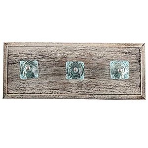 IndianShelf 2 Pack Hooks | Coat Hook Hardware | Turquoise Entryway Hook | Wood Key Hooks for Wall | Square Cut Hooks for Hanging Bags on Wall [10.16 Cm]
