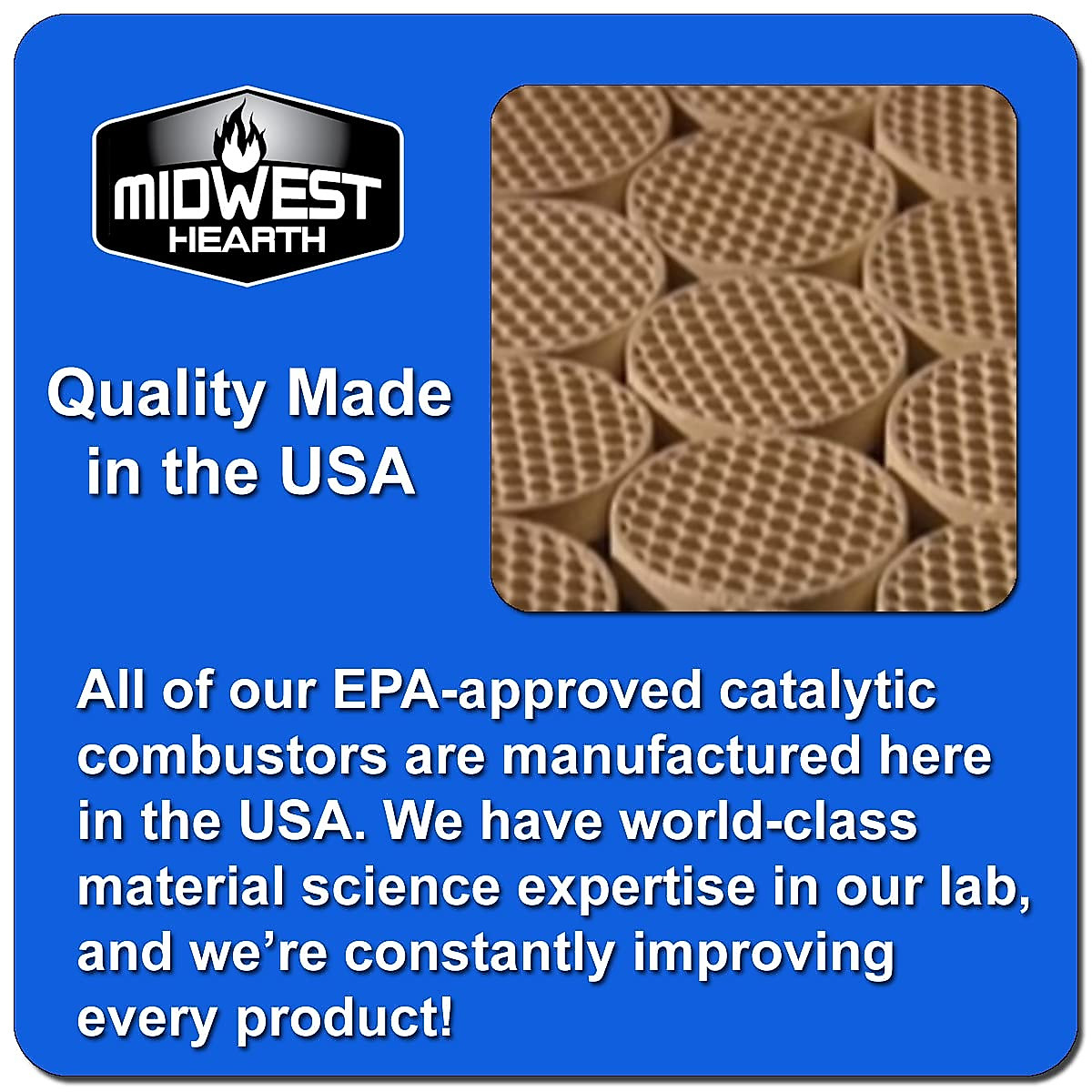 Midwest Hearth Wood Stove Catalytic Combustor Replacement Catalyst Vermont Castings Defiant and Encore Flexburn (2.5" x 12.75" x 1" Ceramic) Made in USA